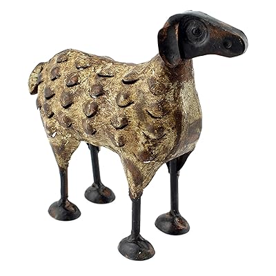 Buy AuldHome Farmhouse Decor Metal Sheep, Primitive Art Style Farm ...