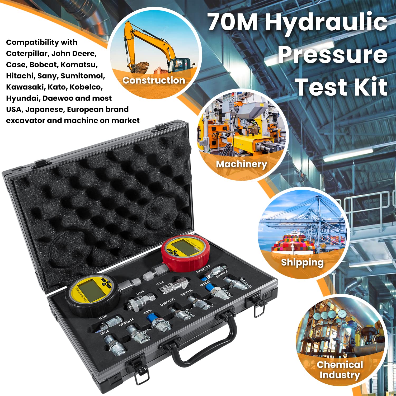 Mua 70M Digital Hydraulic Pressure Test Coupling Kit Hydraulic Pressure ...