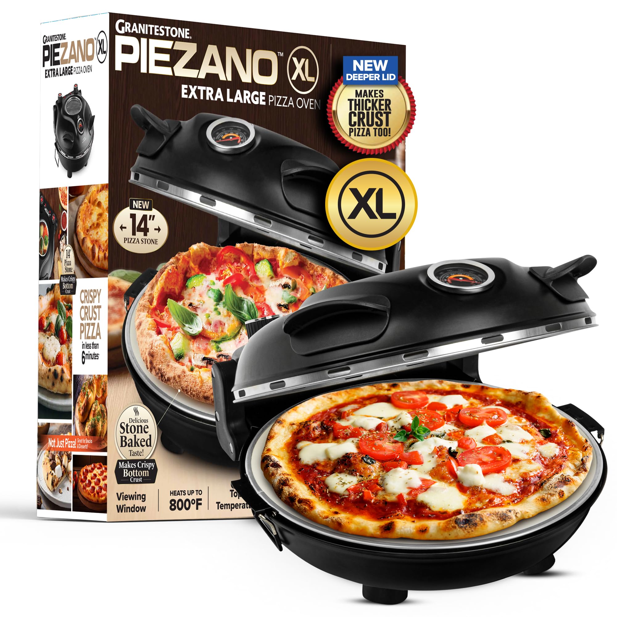 PIEZANO 14 Inch Extra Large Crispy Crust Pizza Oven by Granitestone ...