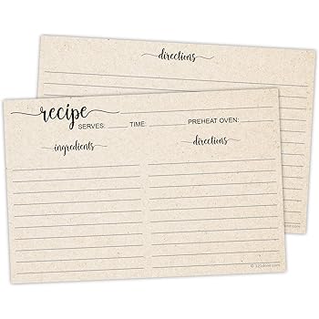 Amazon.com: Recipe Cards - Size 3x5 - Small Kraft Brown Lined Kitchen ...