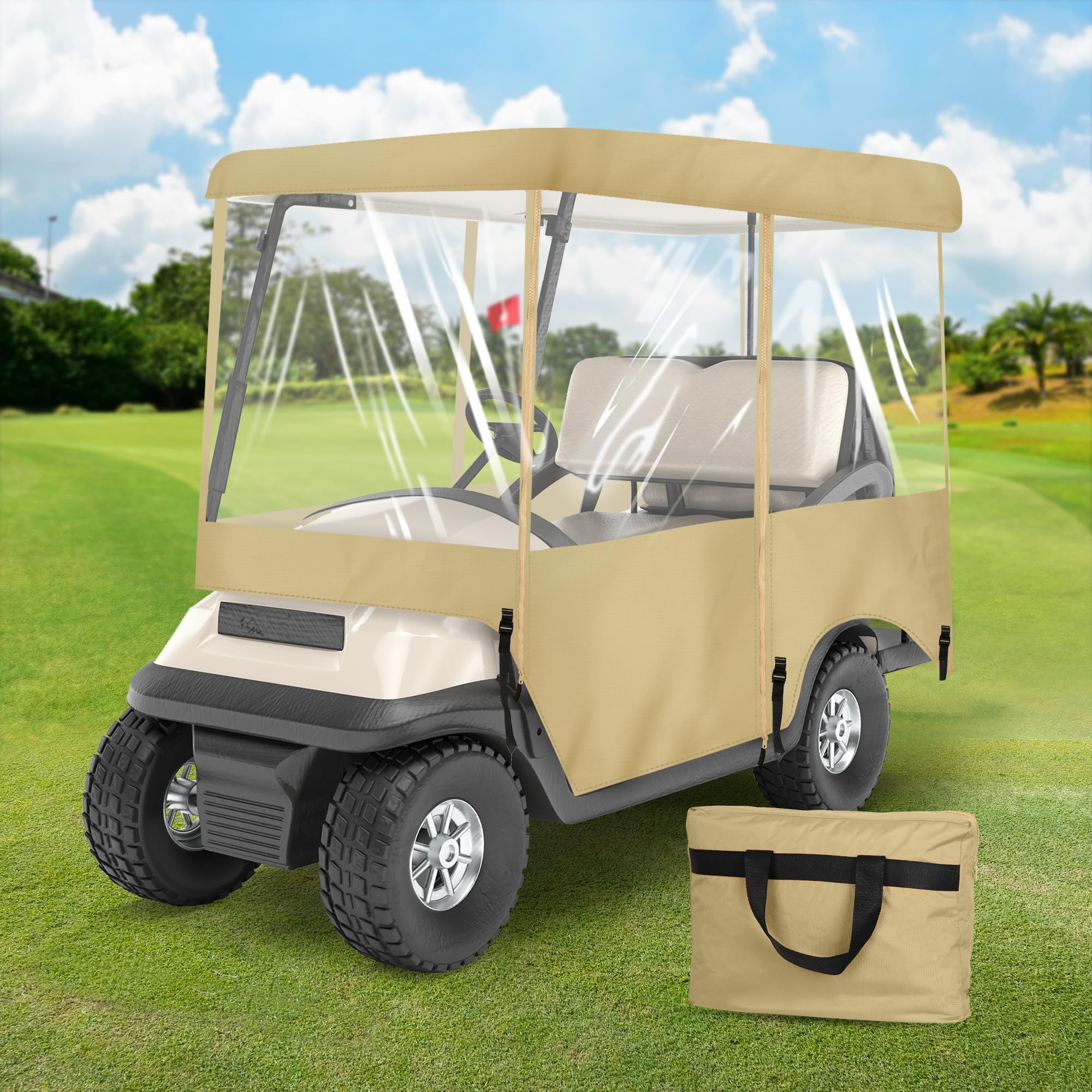 SHANTRA Golf Cart Enclosure, Golf Cart Cover for 2 Passengers with 4 ...