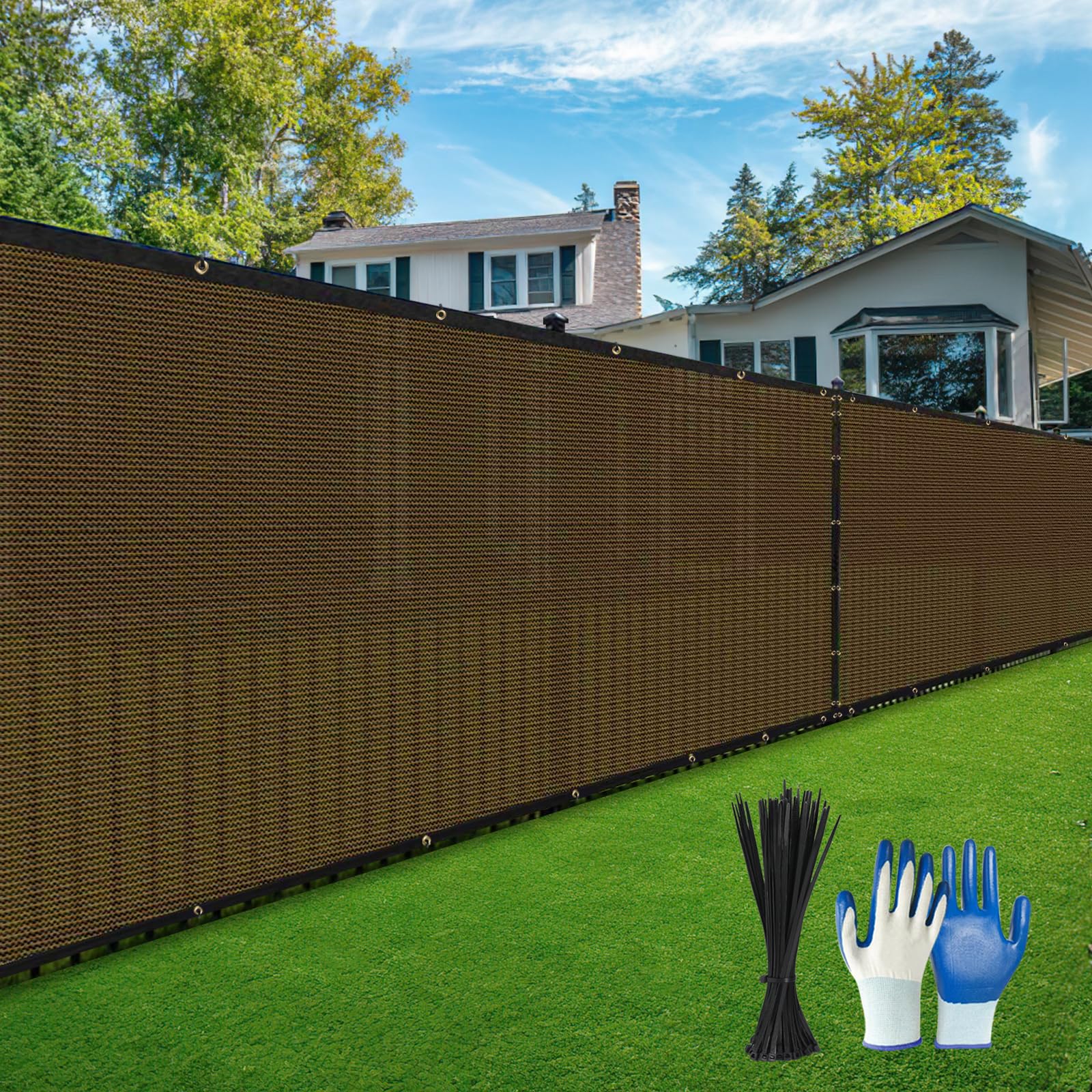 DenForste Privacy Fence Screen,with Gloves, 6X50FT Heavy Duty 220GSM 98 ...