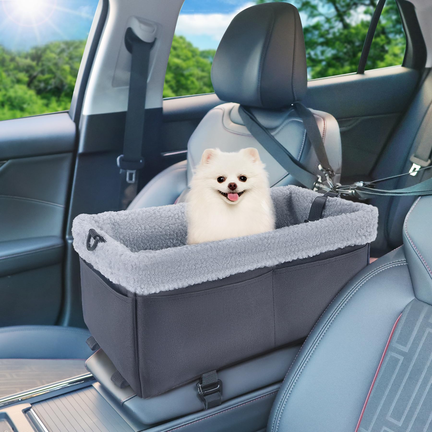 Dog Car Seats for Small Dogs, Center Console Dog Car Seat with Soft ...