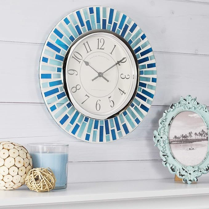 Amazon.com: FirsTime & Co. Blue Mosaic Wall Clock, 11.5: Furniture & Decor
