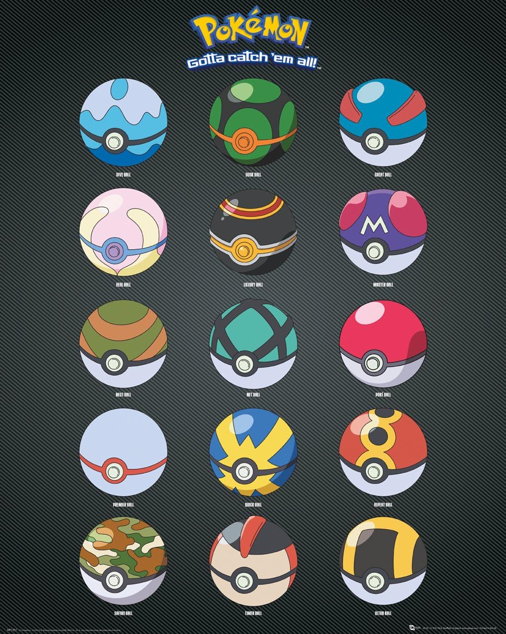 GB eye LTD, Pokemon, Pokeballs, Mini Poster, 40 x 50cm, Wood, Multi ...