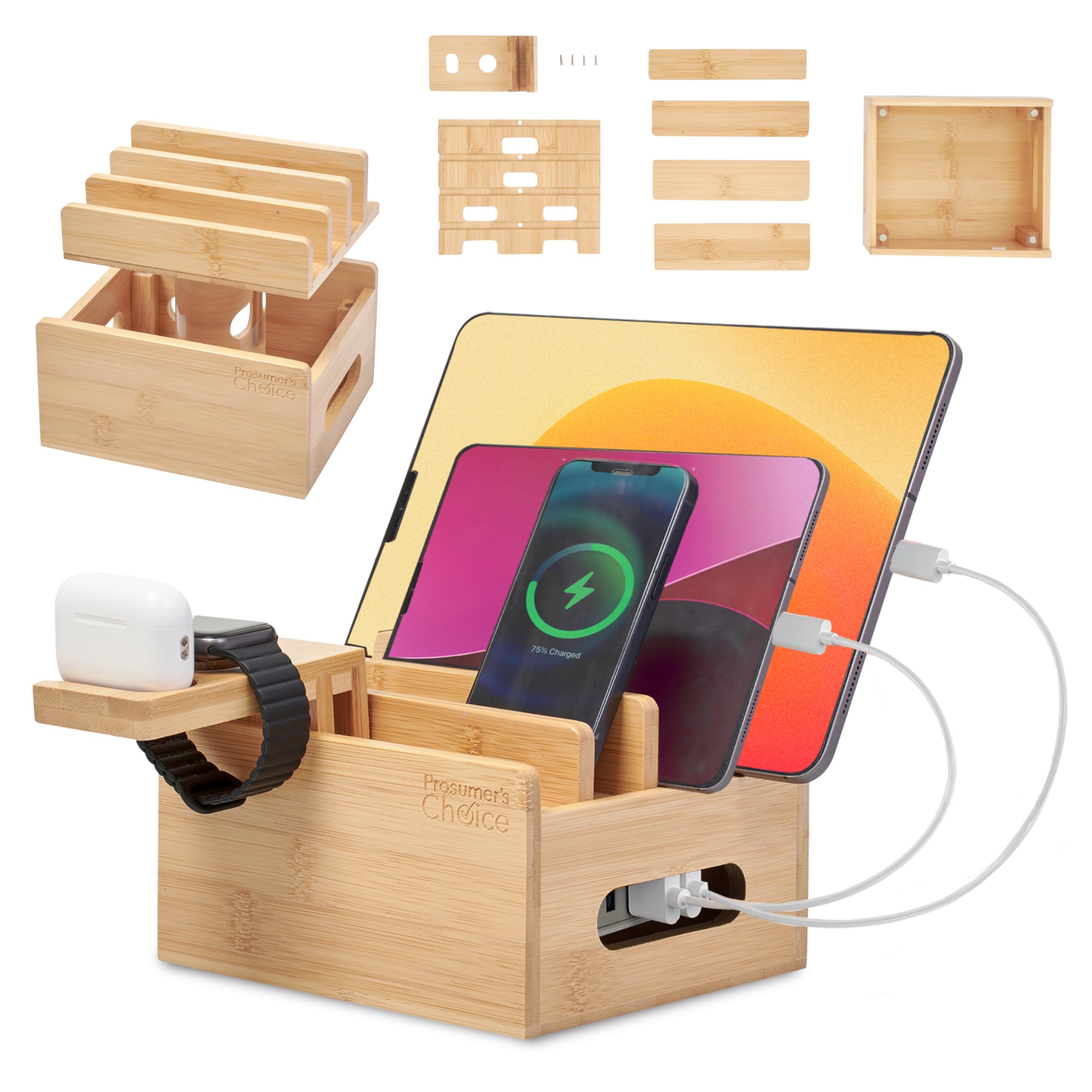 Prosumer's Choice | Bamboo Charging Station Organizer - Charging Dock ...