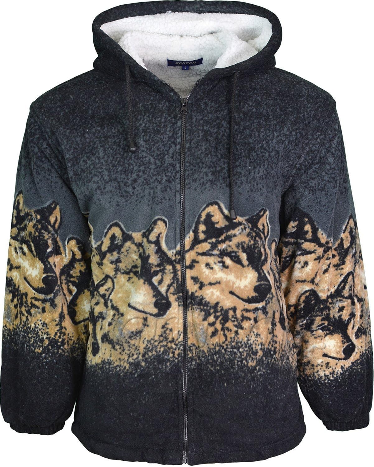 WOLF WOLVES FLEECE JACKET NEW FLEECED FUR LINED THERMAL EXCLUSIVE ZIP ...
