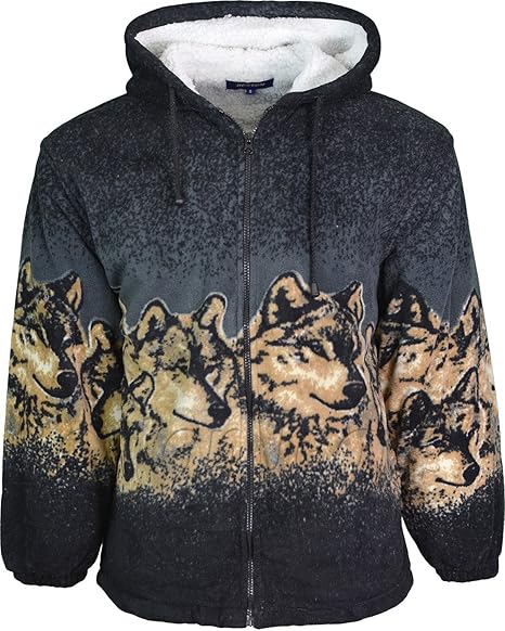 WOLF WOLVES FLEECE JACKET NEW FLEECED FUR LINED THERMAL EXCLUSIVE ZIP ...