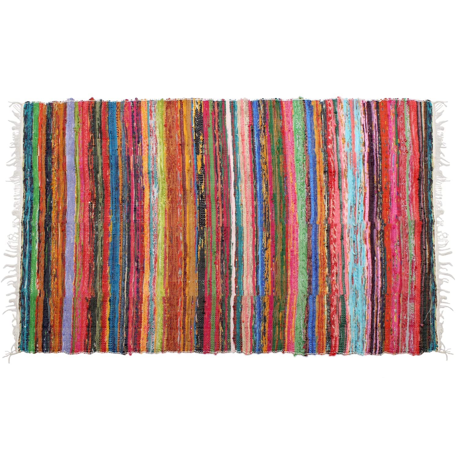 India Artistic Multi Color Chindi Rag Rug 4X6' | Hand Woven ...
