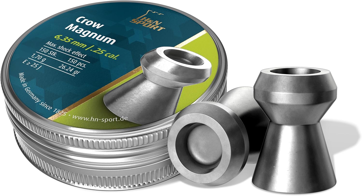 H&N Crow Magnum Airgun Pellets 0.22 Cal, 18.21 Grains, Hollowpoint, 200 ...