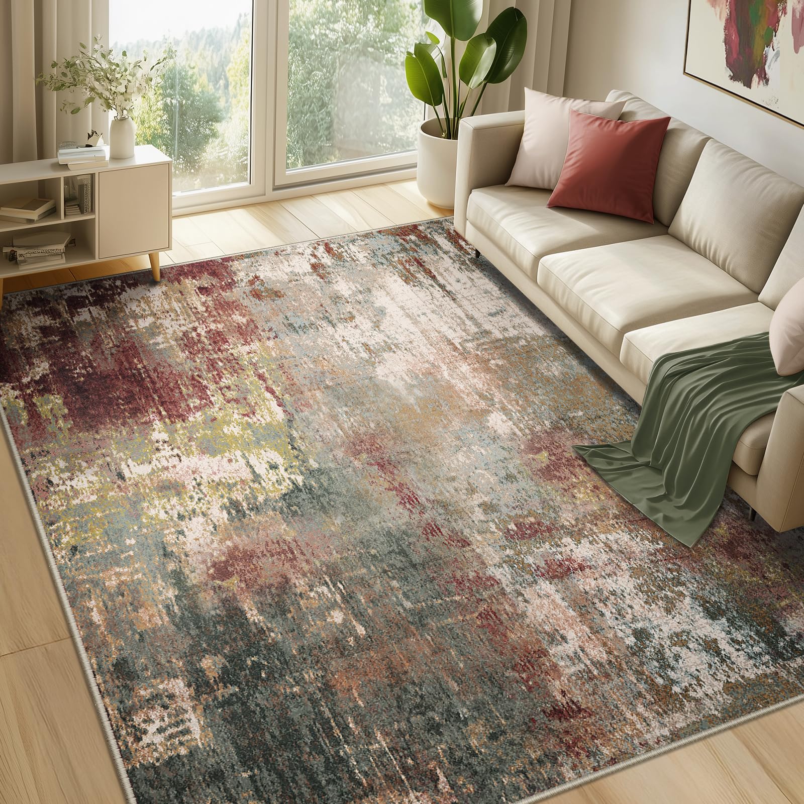 RELEANY Washable Area Rugs 5'x7' Non-Slip Modern Abstract Soft for ...