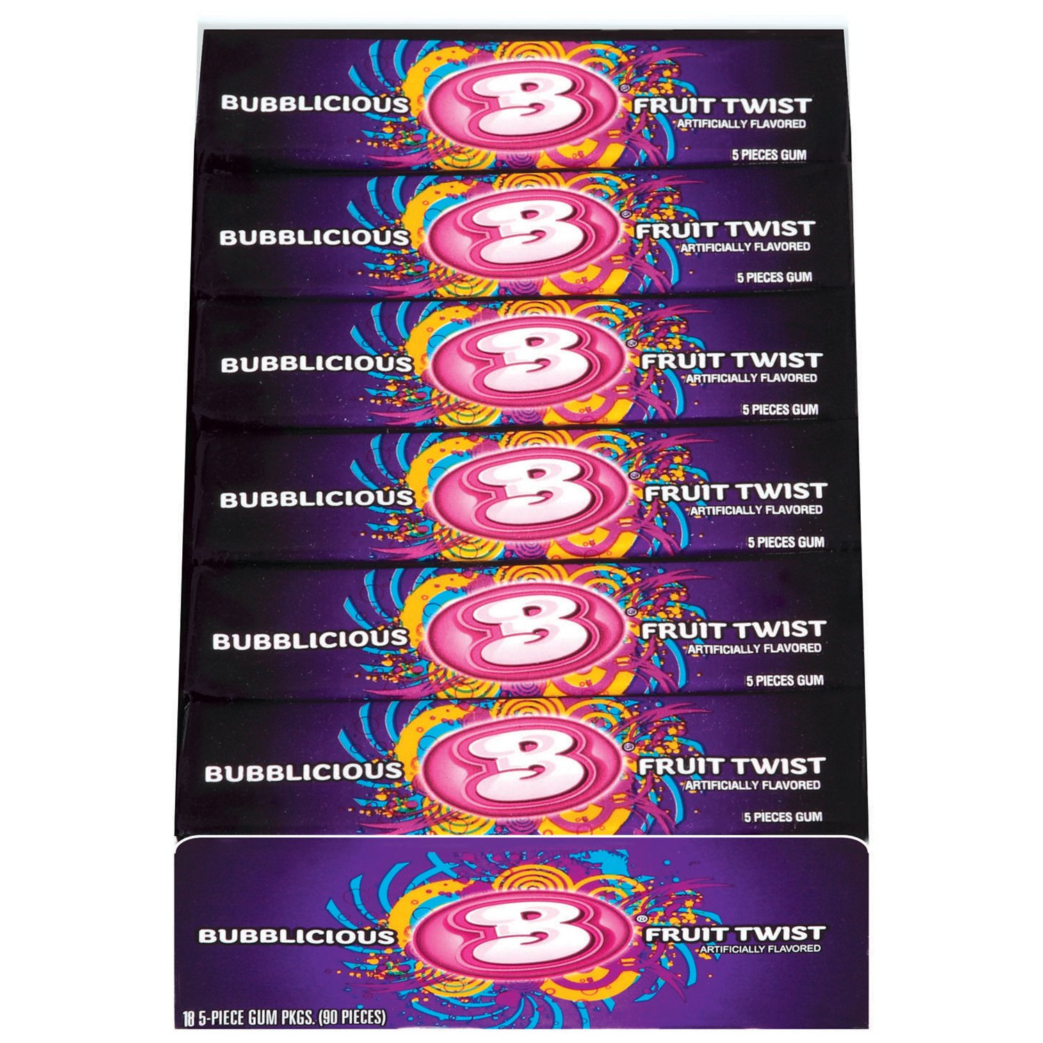 Amazon.com : Bubblicious Fruit Twist Bubble Gum, 5-Piece Packages (Pack ...