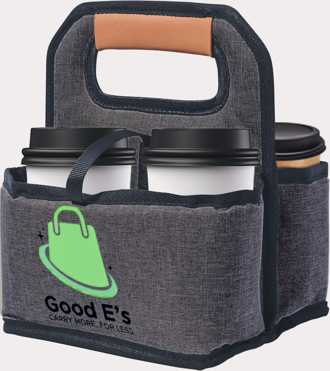 Good E’s 4 Cup Reusable Coffee Cup Carrier for Delivery, Insulated ...