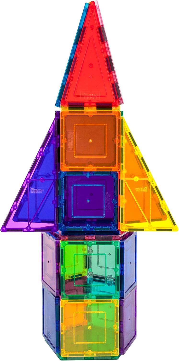 PicassoTiles 32 Piece Magnetic Building Block Rocket Booster Theme Set ...
