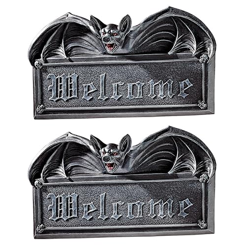 Design Toscano Vampire Bat Welcome Sign Wall Sculptures, Set of Two ...