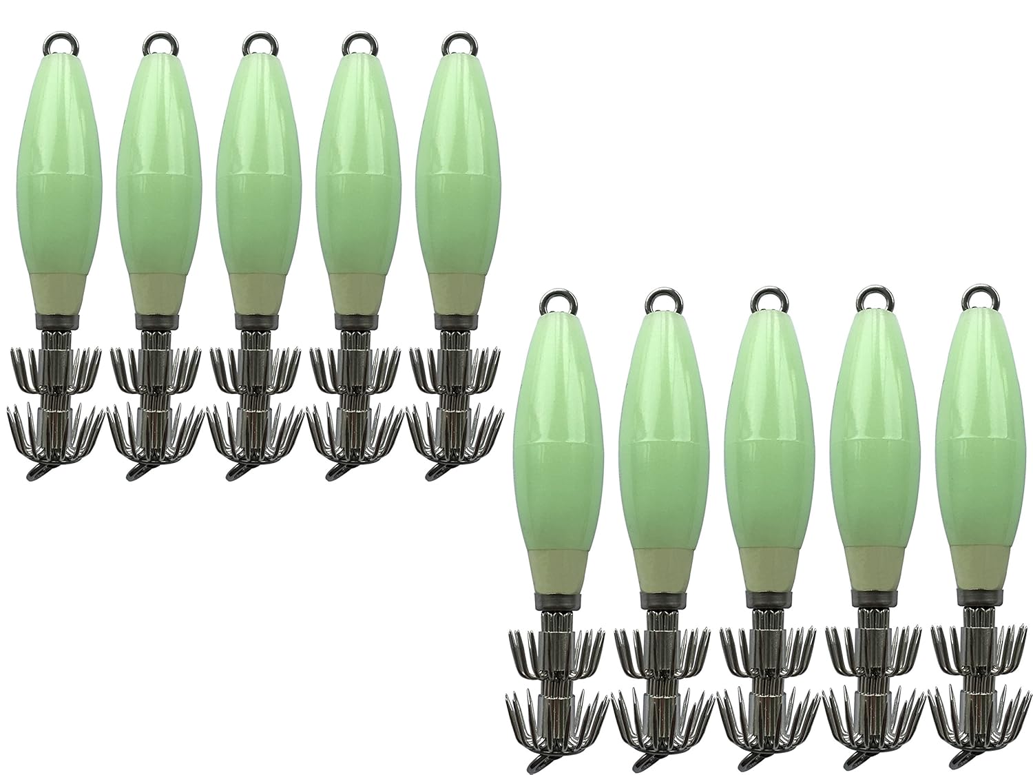 10PCS Fluorescent Squid Cuttlefish Sleeve Jig Fishing Lure Bait Head ...