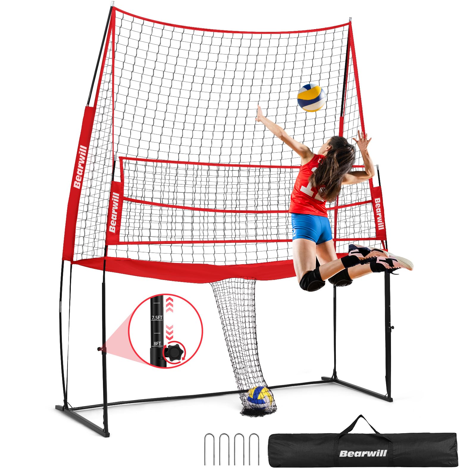 Bearwill Volleyball Training Equipment, Volleyball Practice Net Station ...