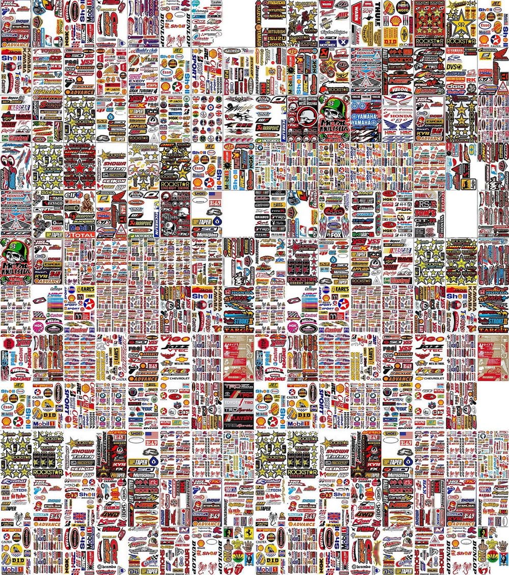 Pack of Random 8 Sheets Car Racing Stickers Motocross Dirt Bike ...