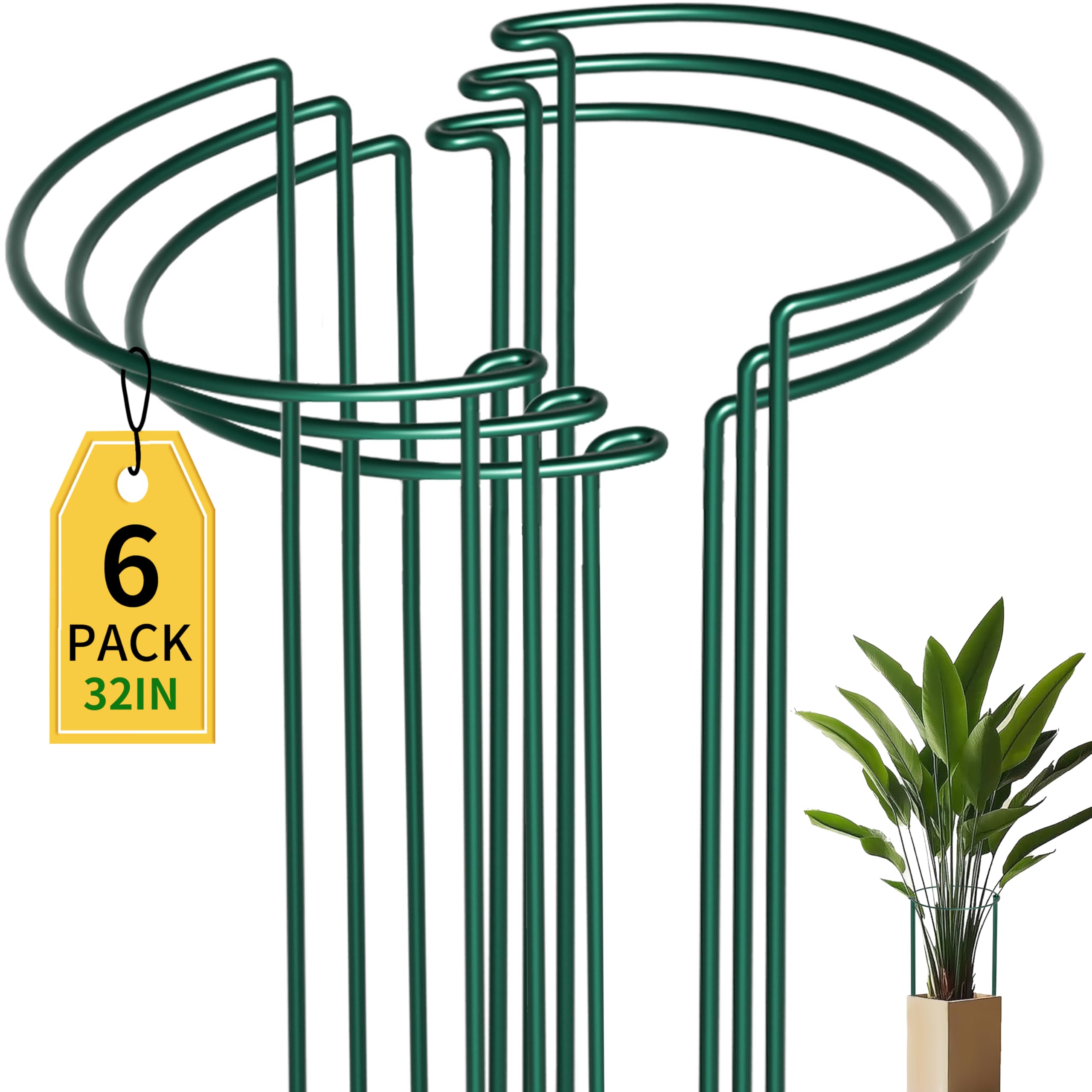 TCBWFY 14" Dx32 H Plant Supports Stakes for Large Heavy Plants,6 Pack ...