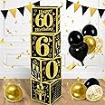 Amazon.com: TONIFUL 4 Pcs 60th Birthday Decorations Boxes for Men Women,60 Years Old Bday Theme ...