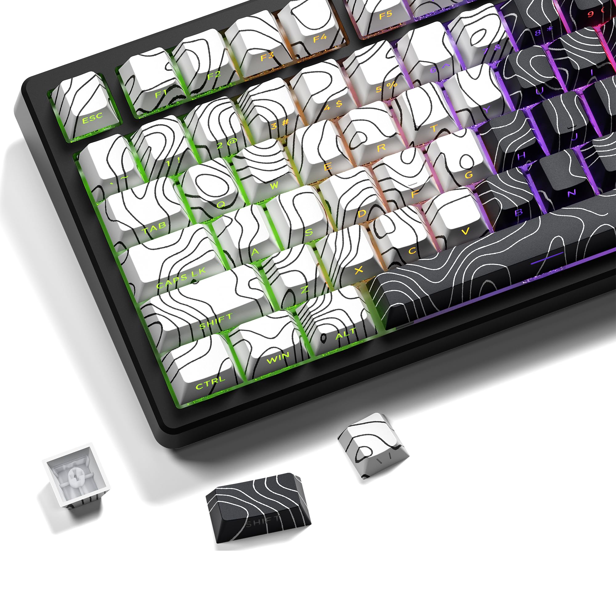 Mua XVX Topographic PBT Keycaps,Side Printed Shine Through Keycaps ...