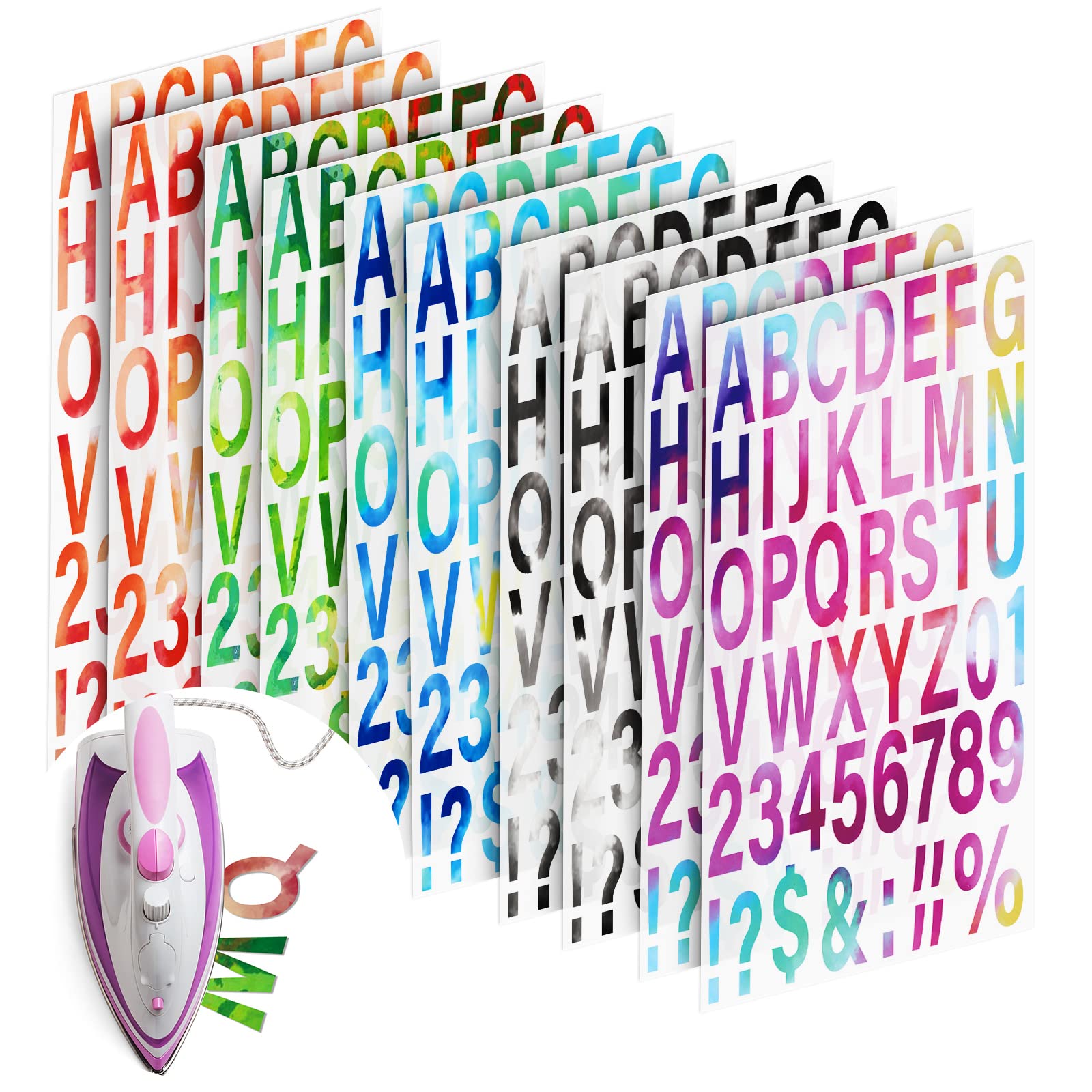 Mua 2 Inch Iron on Letters and Numbers Rainbow HTV Vinyl Tie Dye Heat ...