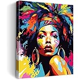 Amazon.com: Canvas Wall Art African American Afro Black Girl Decor Frameless Paintings Pictures ...