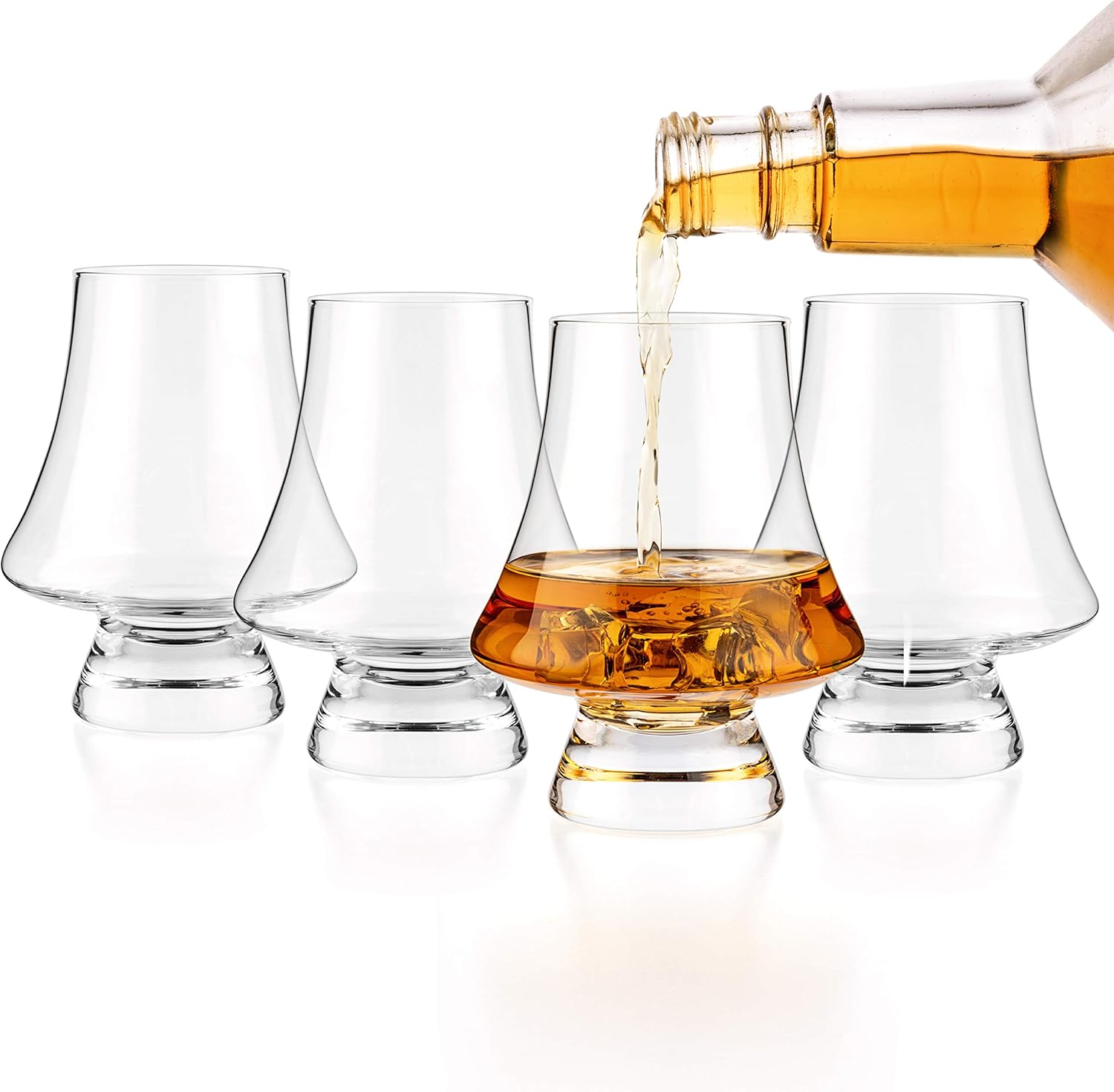 Luxbe – Bourbon Whisky Crystal Glasses Snifter, Set of 4 – Narrow Rim ...