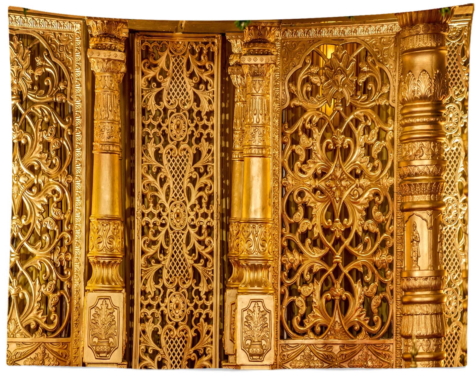 Mua Loccor Fabric 7x5ft Hindu Temple Backdrop Golden Indian Traditional ...