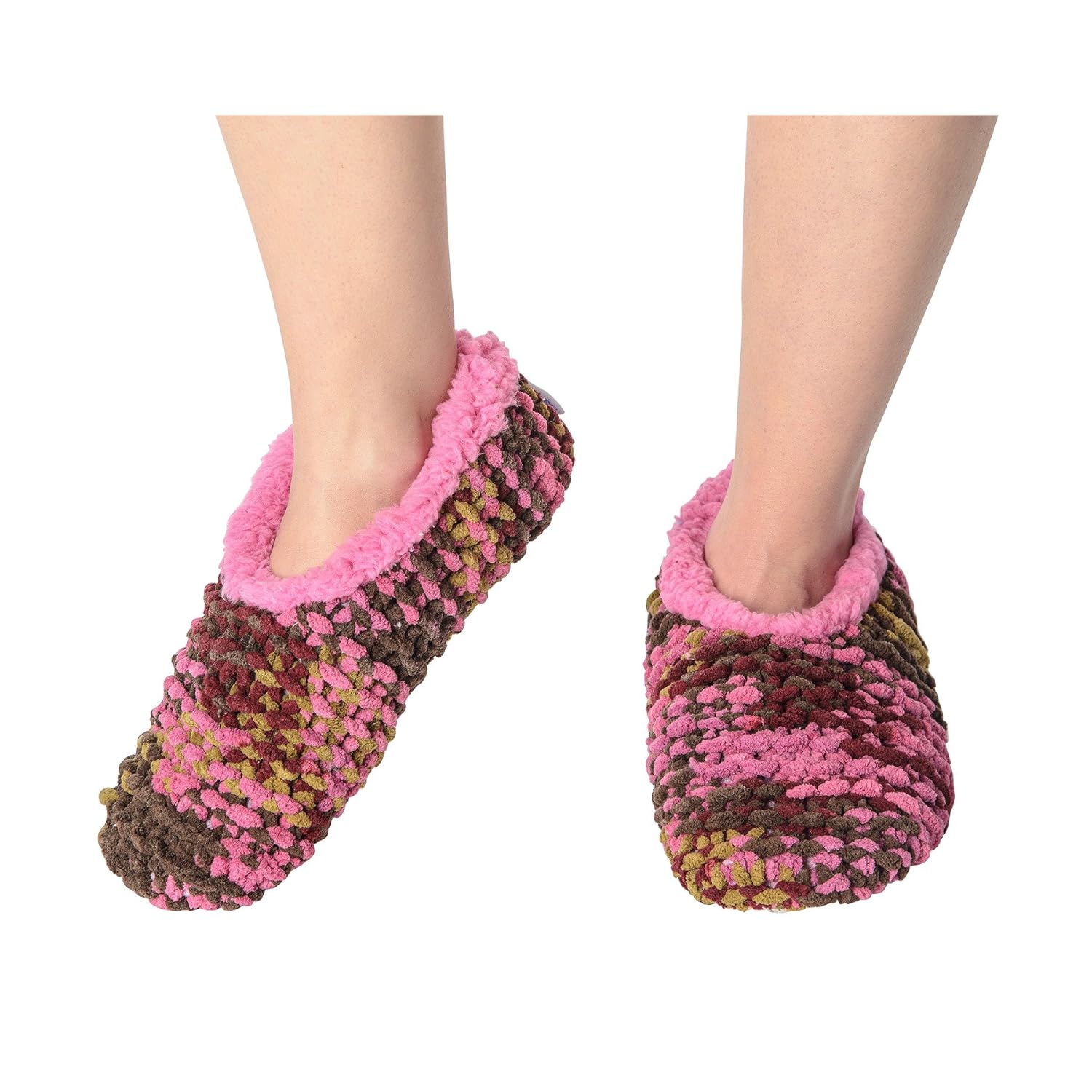Womens Chenille Knit Slippers with Cozy Dyed Fleece Snoozies Purple XL ...
