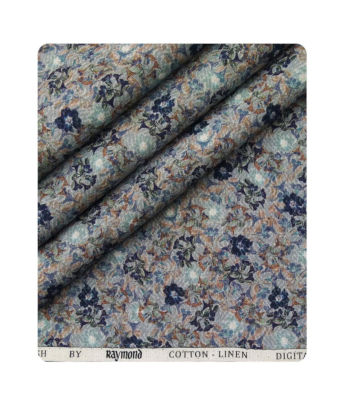 Buy Raymond Men's Linen Cotton Printed Unstitched Shirting Fabric ...