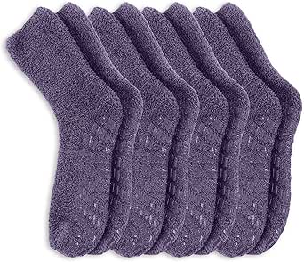 Pembrook Non Skid/Slip Socks – (4-Pack – Purple) – Hospital - Fuzzy ...