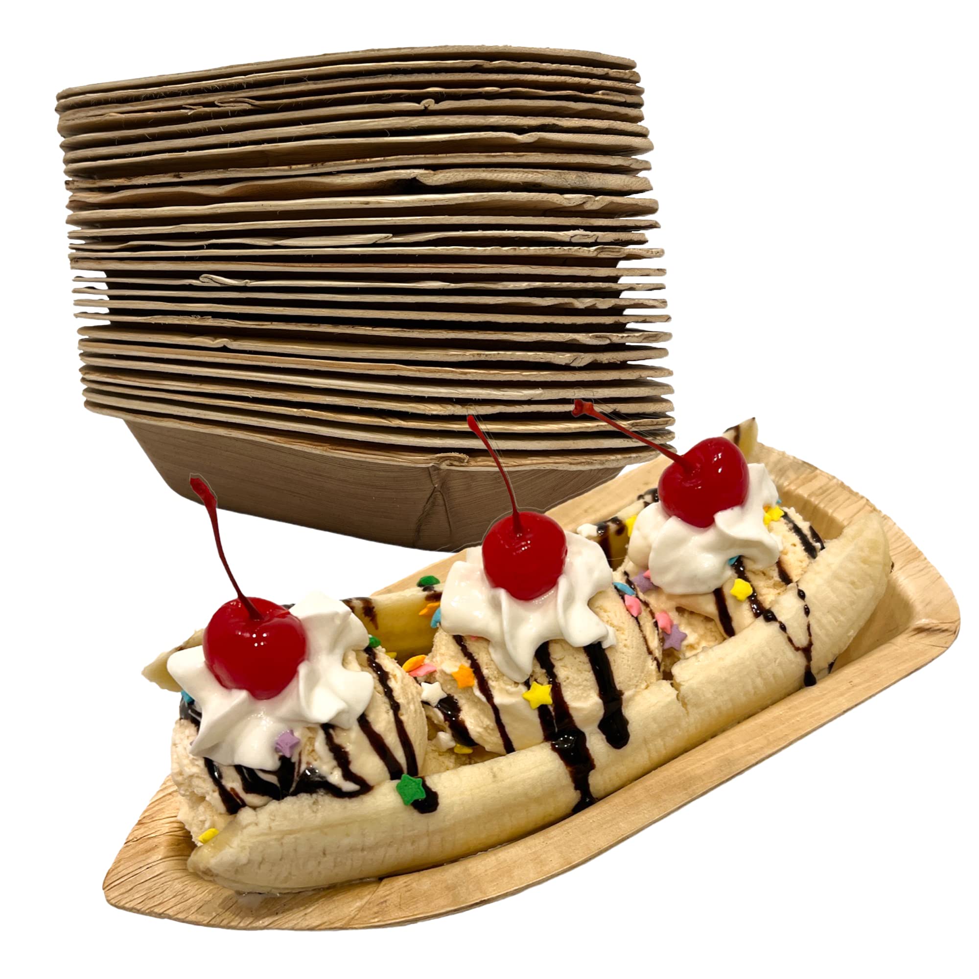 Mua Eco Aries Banana Split Palm Leaf Boat Plate, Dessert Plates from ...