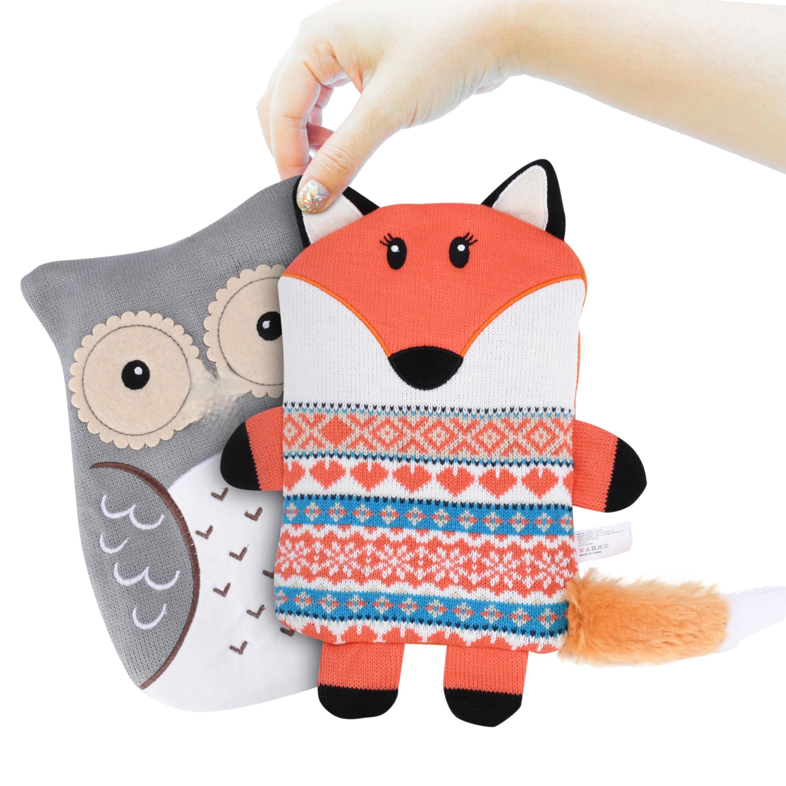 PixieCrush Microwavable Stuffed Animal - Set of 2, Orange Fox and Grey ...