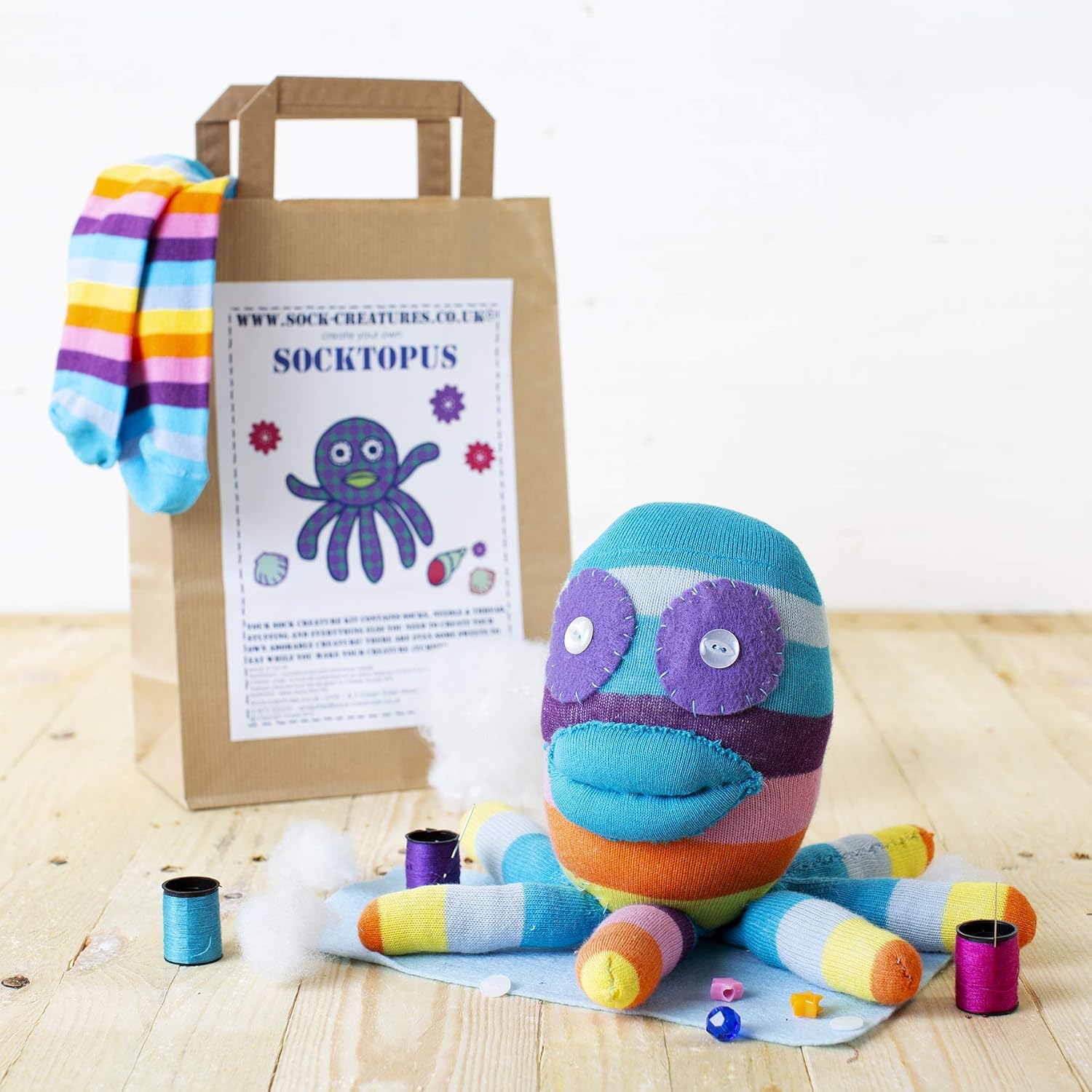 Socktopus Craft Kit | Sock Creatures | Sewing kit | Craft kit for kids ...