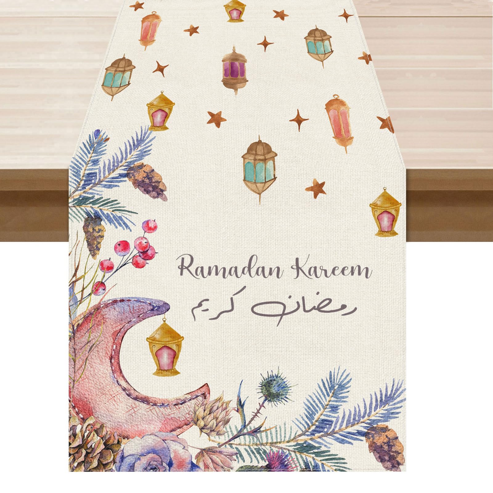 BOTB LIHM Eid Al-Fitr Ramadan Kareem Watercolor Stars and Moon Lantern ...