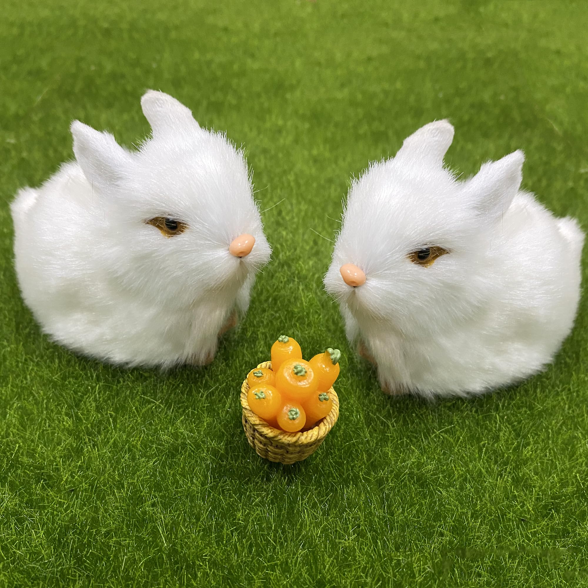 STP US Realistic Easter Bunny Baby Chick Figurines, Soft Plush White ...