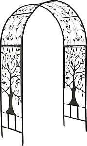 Amazon.com : Plow & Hearth Arched Metal Garden Arbor with Symbolic Tree ...