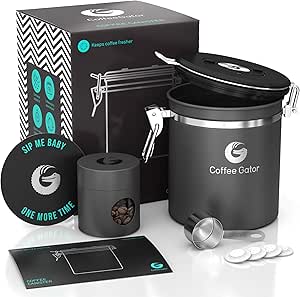 Amazon.com: Coffee Gator Coffee Canister – 6” Stainless Steel Airtight ...
