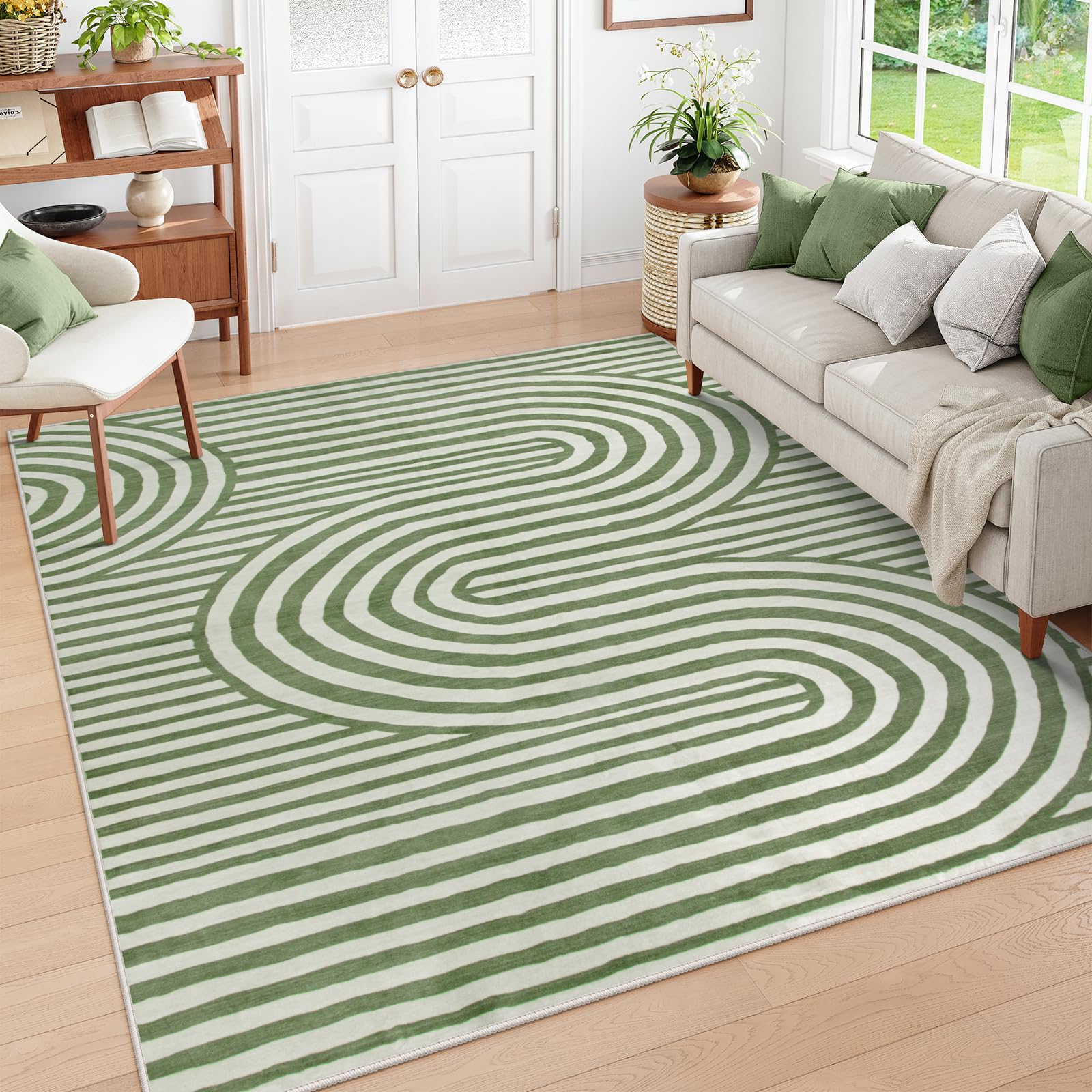 Lahome Modern 5x7 Area Rugs for Living Room - Soft Bedroom Rugs Green ...
