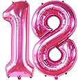 Amazon.com: KatchOn, Hot Pink 18 Balloon Numbers - 40 Inch | Pink 18 ...