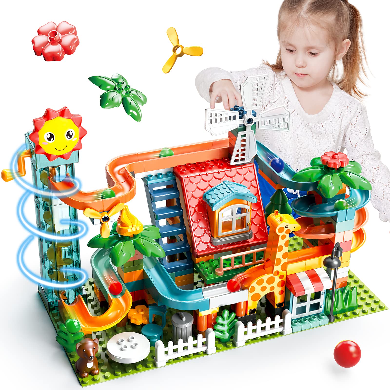 Mua SUMXTCH Marble Run Building Blocks, 255pcs Marble Maze With ...