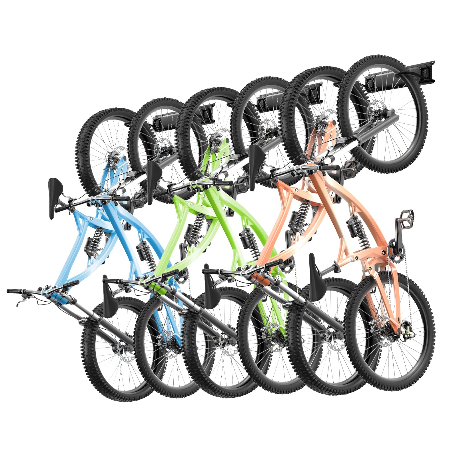 VEVOR Bike Storage Rack, 6 Bike Racks and 3 Helmets Hooks, Wall Mount ...