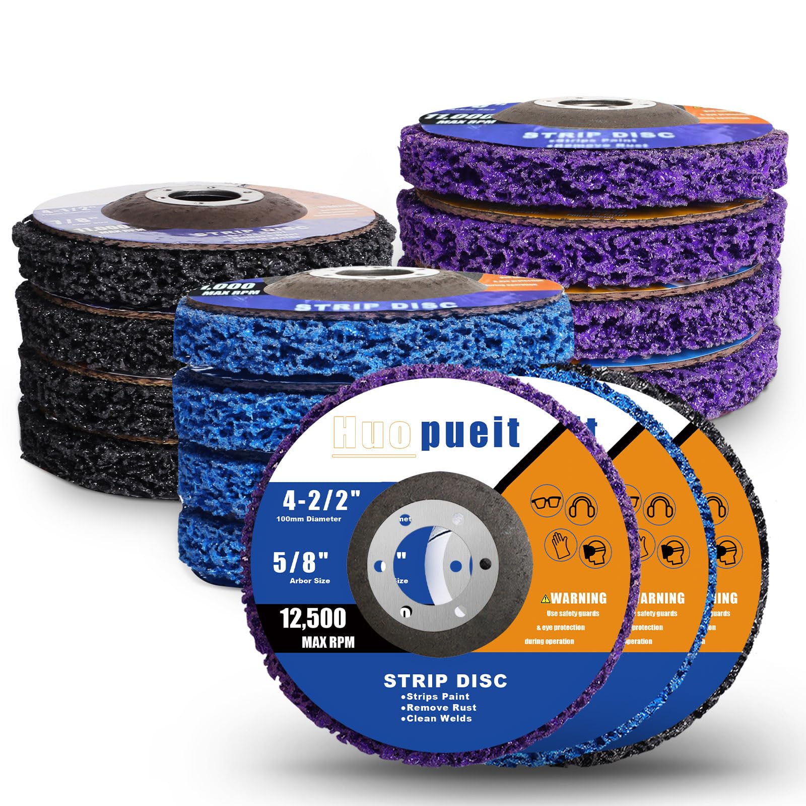 Huopueit 12 Pack Strip Discs Rust Remover Wheel, 4" x5/8" Stripping ...