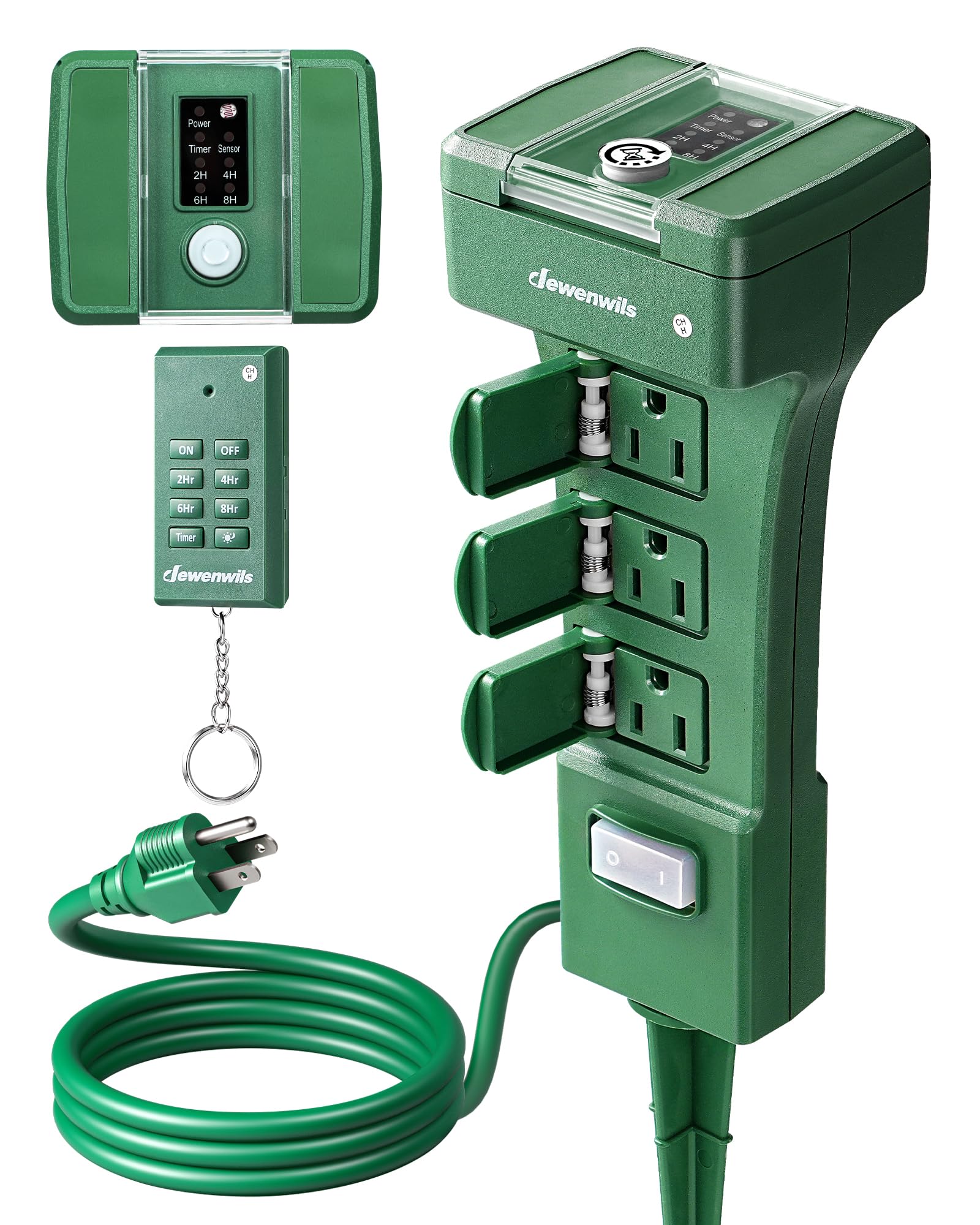 DEWENWILS Outdoor Power Stake Timer Waterproof, 100FT Range Remote ...