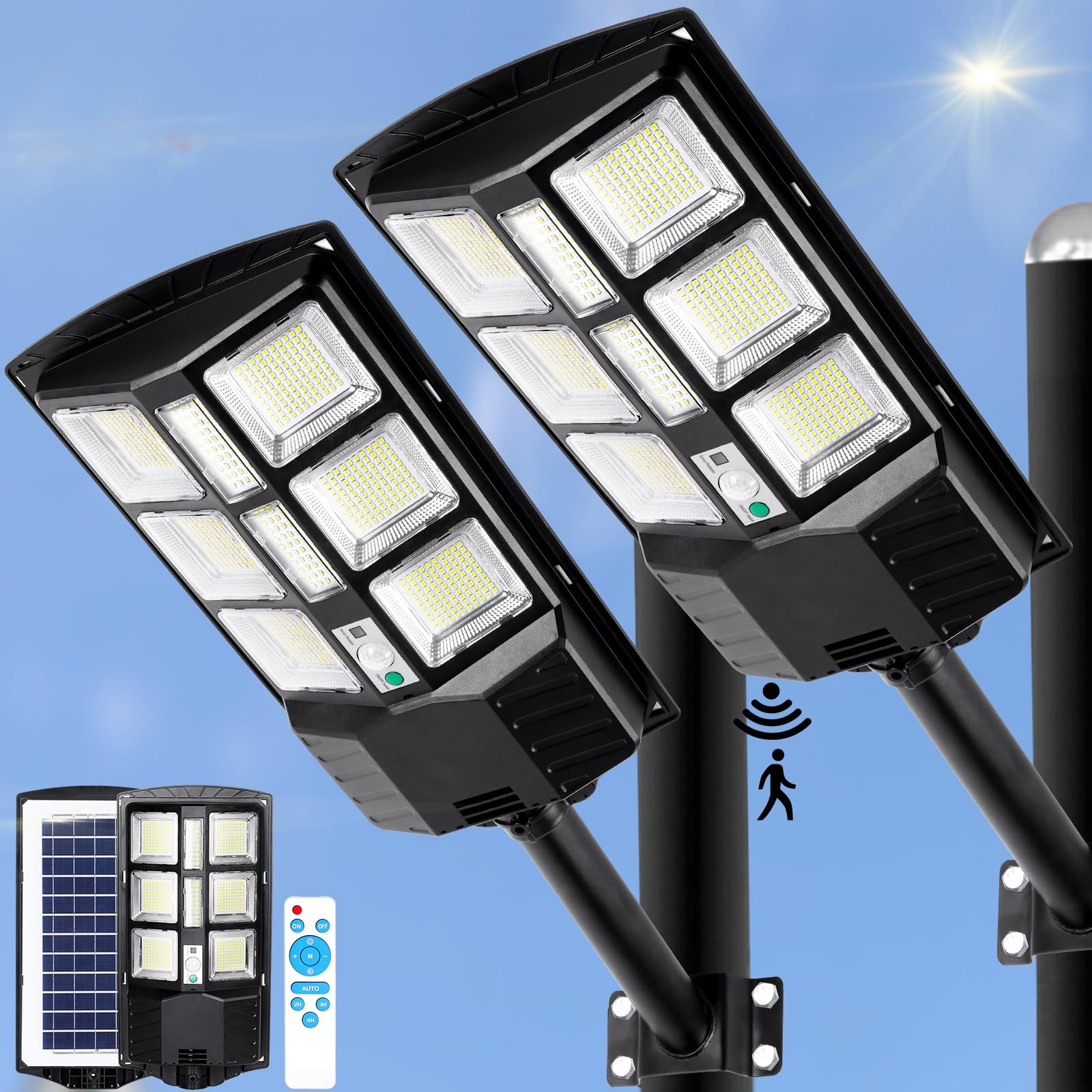 ZJOJO 2800W Solar Street Lights Outdoor Waterproof, 8000K 30000LM LED ...
