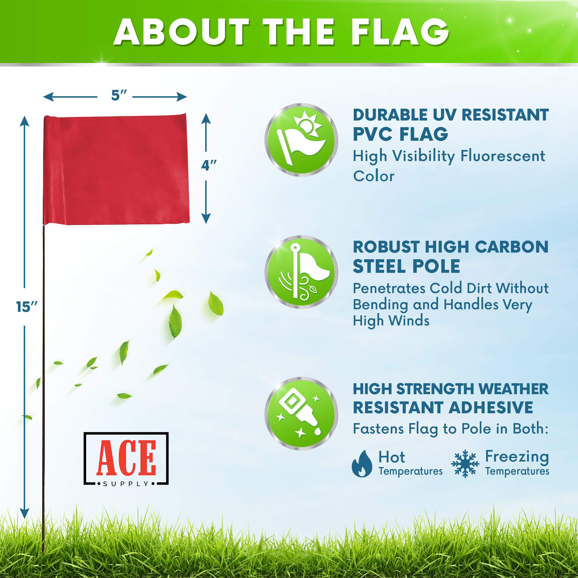 Mua Red Marking Flags 100 Pack - 4x5x15 Inch Red Flags for Yard ...