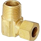 Anderson Metals Brass Compression Tube Fitting, 90 Degree Elbow, 3/8" Tube OD x 1/2" NPT Male ...