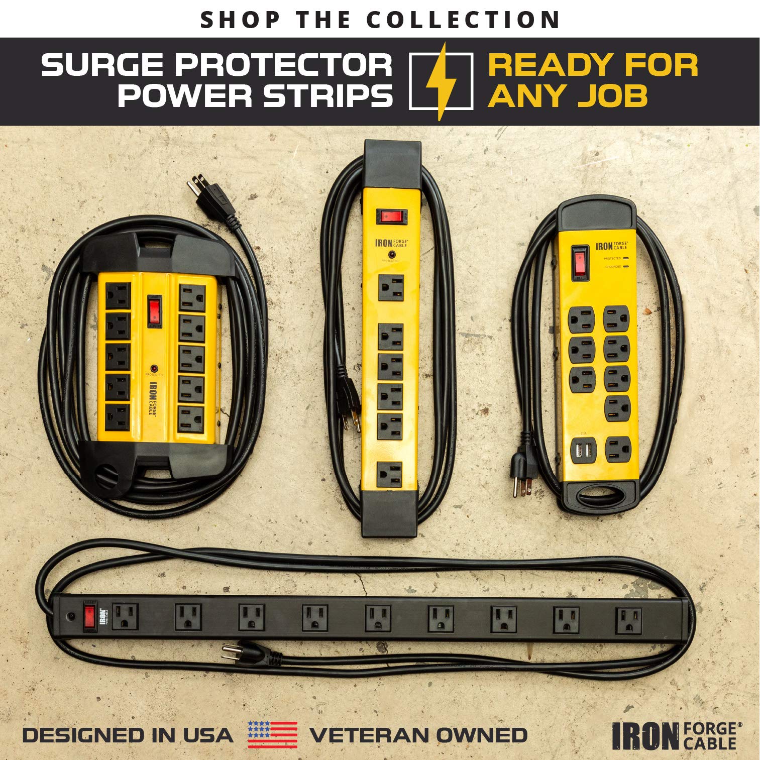 Mua Iron Forge Cable 8 Outlet Heavy Duty Surge Protector Power Strip ...
