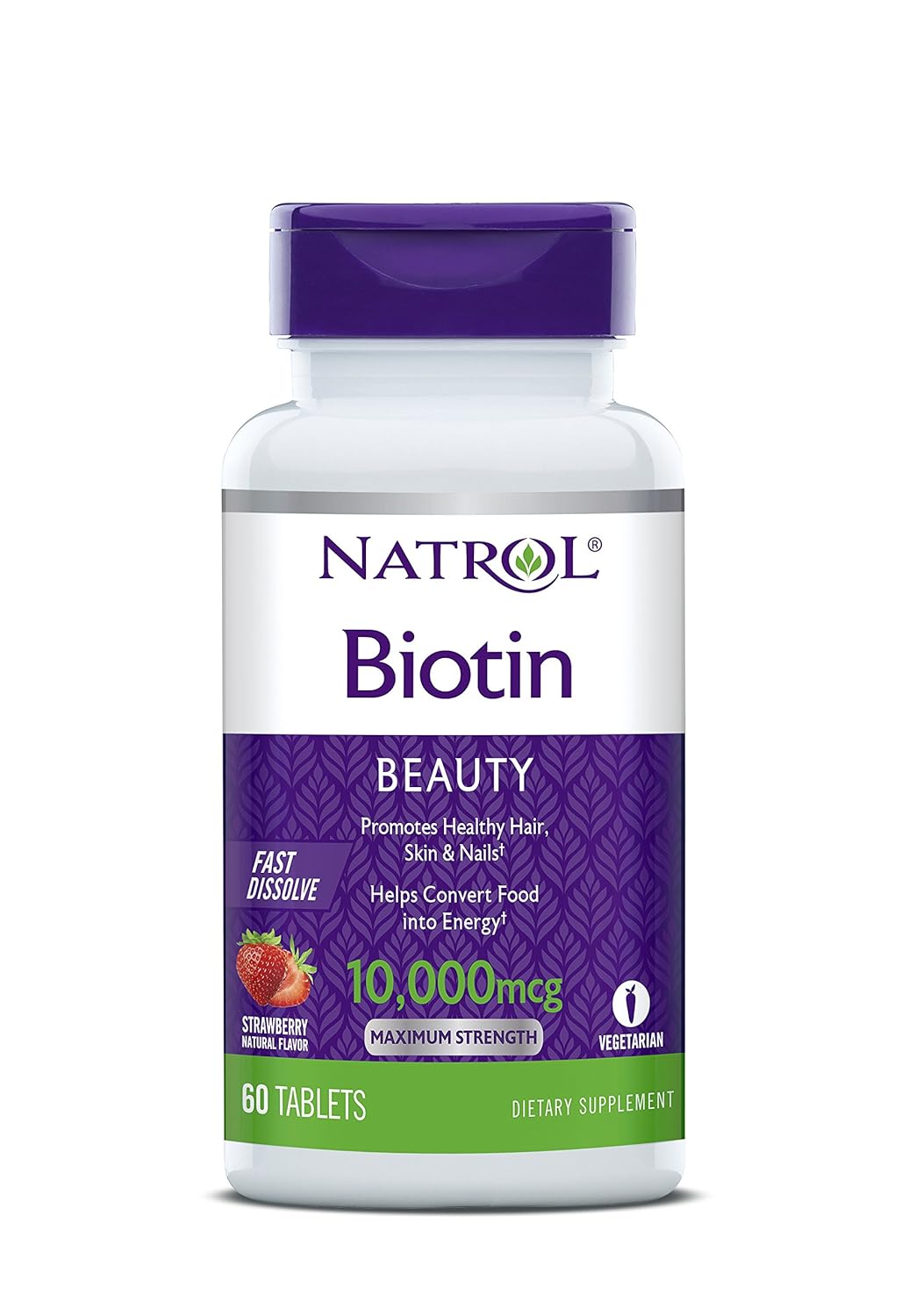 10000mcg Biotin Natural Strawberry Flavour 60 Tablets – BigaMart